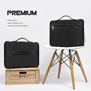 FYY 12-13.5" [Premium Leather] Laptop Sleeve Case Cover Bag for MacBook Pro/ MacBook Air/ iPad Pro 12.9 2018 2017 2016, Laptop Bag for 12"-13.5" Surface Lenovo Dell HP ASUS Acer Chromebook Black