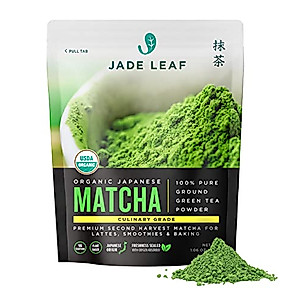 Jade Leaf Matcha Organic Green Tea Powder - Culinary Grade Premium Second Harvest - Authentic Japanese Origin (1.06 Ounce Pouch)