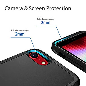 Hsefo Compatible with iPhone SE 2020/2022 Case, for iPhone 7/8 Case, Heavy Duty Shockproof Protective Black Phone Case for SE2 / SE3 / 7/8, 4.7-inch
