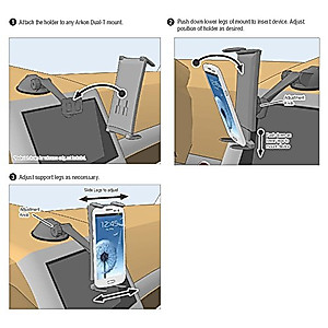 ARKON Replacement or Upgrade Windshield or Dashboard Sticky Suction Mount & Phone and Midsize Tablet Holder for iPhone X 8 7 6S Plus iPad Mini Galaxy S8 S7 Note 8 Retail Black