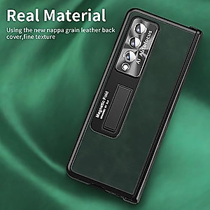 Phone flip case Premium PU Leather Case Compatible with Samsung Galaxy Z Fold 3 5G Magnetic Hinge Case with Built-in Screen Protector & Kickstand,Ultra Thin PC Shockproof Cover case with card holder (