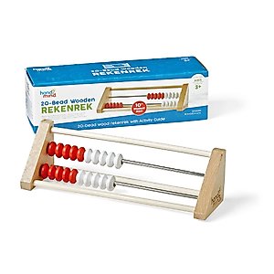 hand2mind 20 Bead Wooden Rekenrek, Abacus for Kids Math, Math Manipulatives Kindergarten, Counting Rack for Kids, Counters for Kids Math, Educational Toys for Elementary Kids (Set of 1)