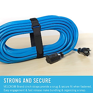 VELCRO Brand Bulk Pack 12 Reusable Fastening Cable Straps with Buckle Variety Sizes 8"-12"-18" Multi-Purpose Cinch Strap VEL-30100-AMS