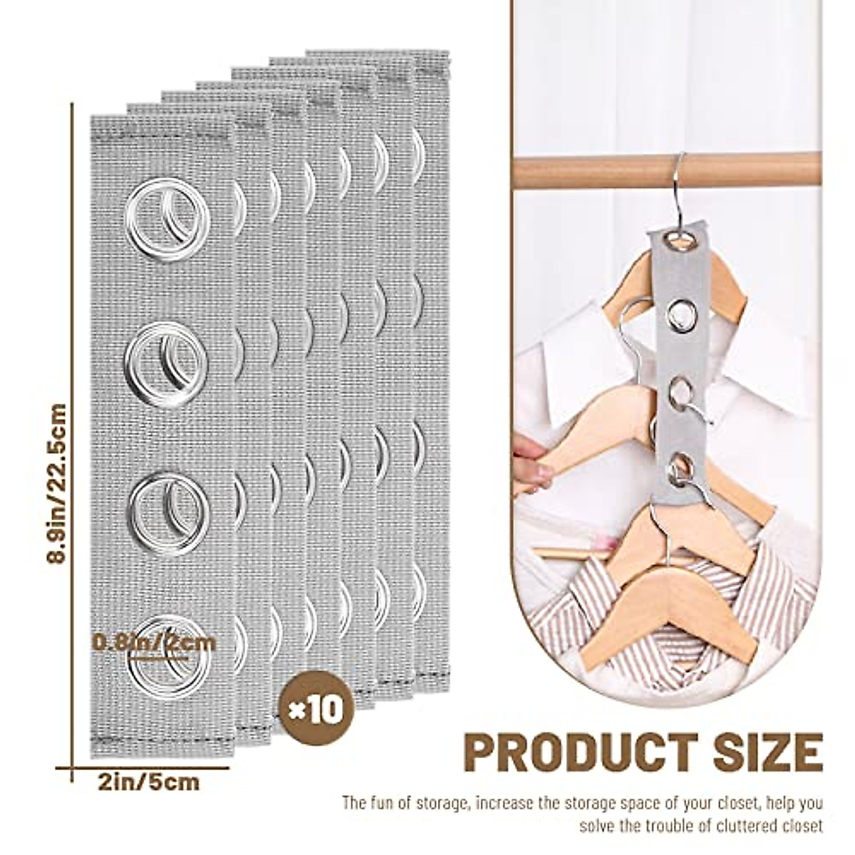 Closet Hanger Organizers, Space Saving Clothes Hanger Connector Hooks, Heavy Duty Hanger Extenders, Closet Hangers Space Savers for Shirts Pants (10)