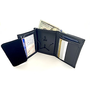 Perfect Fit Shield Wallets Chicago Patrol Hidden Badge Wallet Leather Black (Cutout PF480)