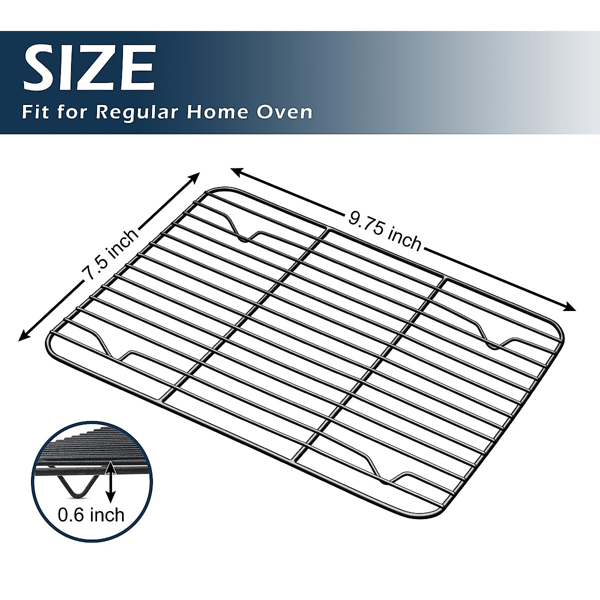 TeamFar Baking Rack (Set of 2), 9.75’’ x 7.5’’ Coated Stainless Steel Small Cooling Rack Roasting Racks for Cooking Grilling Drying, with Black Non-stick Coating for Oven, Healthy & Easy Clean
