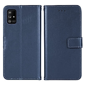 FDCWTSH Compatible with Samsung Galaxy A71 5G Wallet Case Wrist Strap Lanyard Leather Flip Cover Card Holder Stand Cell Accessories Phone Cases for Glaxay A 71 G5 Gaxaly 71A S71 Blue