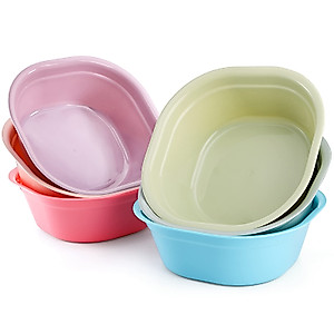 Peohud 6 Pack Plastic Wash Basin, 8 Quart Stackable Camping Wash Basin Tub, Square Vegetable Fruit Wash Pan for Home Kitchen Outdoor Indoor, 12" L x 12" W x 4.5" H