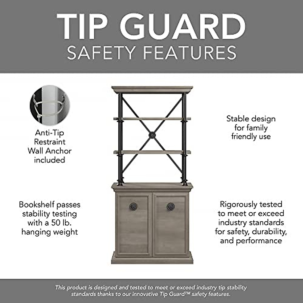 Bush Furniture Coliseum Designer Desk Set with Office Chair, 60W, Driftwood Gray