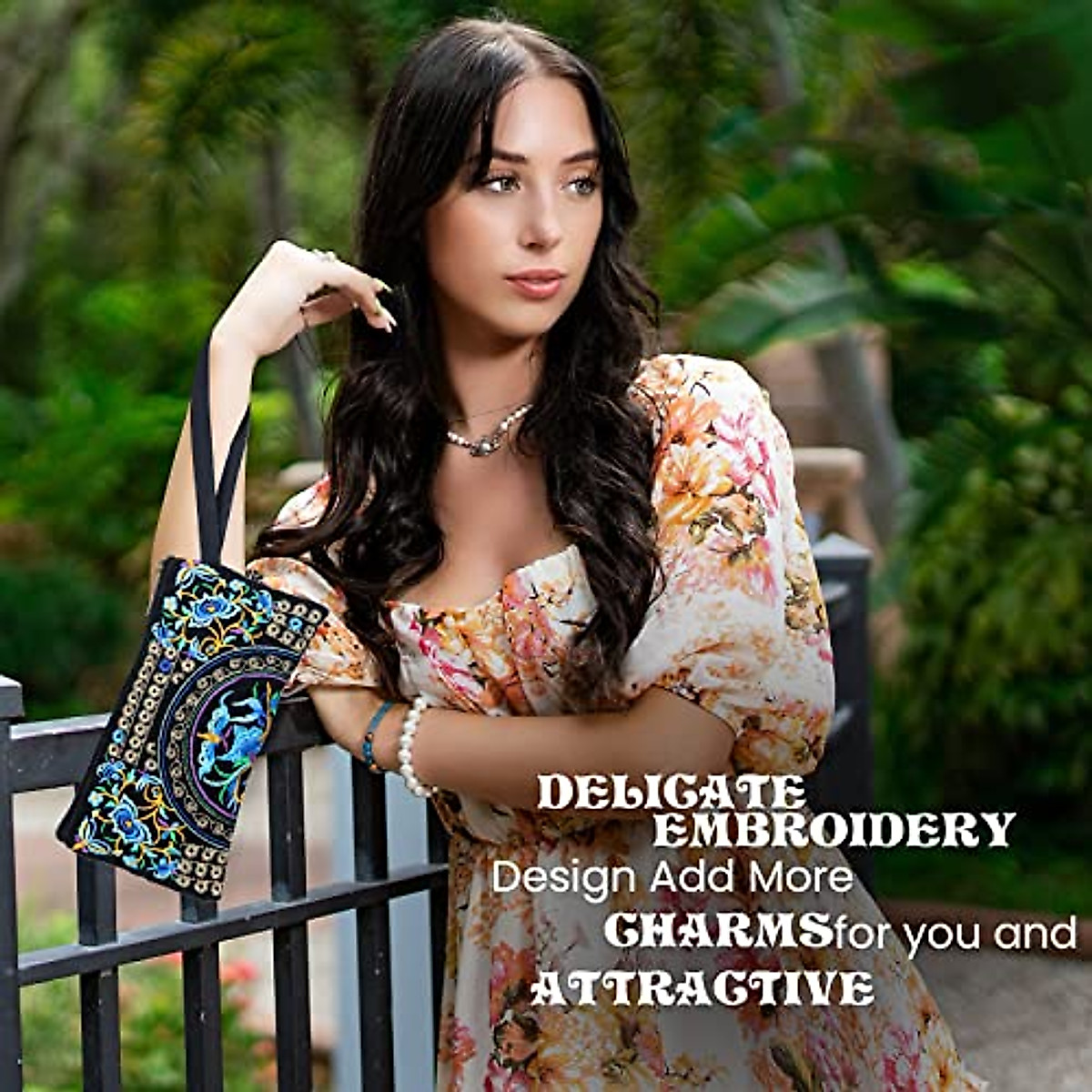 Saintrygo 3 Pcs Women Vintage Embroidery Ethnic Handmade Backpack Flower Crossbody Bag Purse Travel Shoulder Bag (Blue Series)