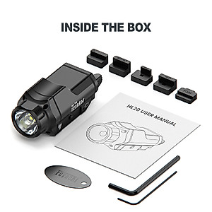 Feyachi HL-20 Pistol Light 1000 Lumen Upgrade LED Weapon Light Compact Rail Mounted Handgun Tactical Flashlight Rail Locating Keys for Picatinny