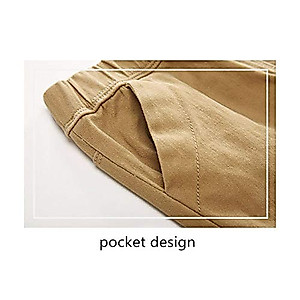 Deniy Baby Boys Cotton Linen Thin Casual Slim Pants, Khaki, 1-2T