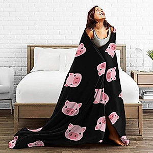 SARA NELL Pink Pig Blanket,Cute Cartoon Pig Face Flannel Fleece Throw Blanket,Super Soft Cozy Fluffy Warm Couch Bed Sofa Travelling Camping Blanket 50"X40" for Kids Adults All Season