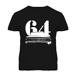 CarGeekTees 1964 Mercury Comet Rear View with Year Faded Look Dark T Shirt L Black