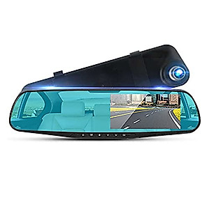Besuso 4.3 Inch Car DVR Rearview Mirror Driving Video Recorder Lens Dash Camera 1080P IPS Front and Rear Camera Dash Cam