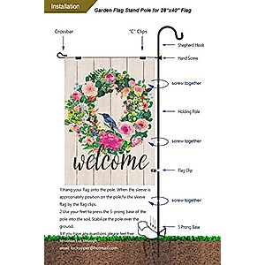 Luckupper Large Garden Flag Holder Stand Pole for 28 x 40 with Shepherd Hook,62 Inches Heavy Duty Yard Flag Post Stake for Outside