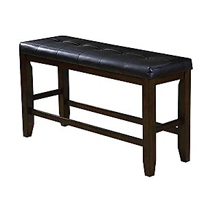 ACME Furniture bench, Black PU & Espresso