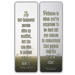 NewEights Famous Verses and Quotes on Patience Bookmarks (12-Pack) – Daily Motivational Card Set – Epic Collection Set Book Page Clippers – Cool Gifts for Men, Women – Bible Verses Sayings