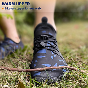 BULLIANT Water Shoes Men, Unisex Barefoot Aqua Shoes for Men Women Hiking Swimming Shoe(Black/Purplish Blue-13 Women/11 Men)