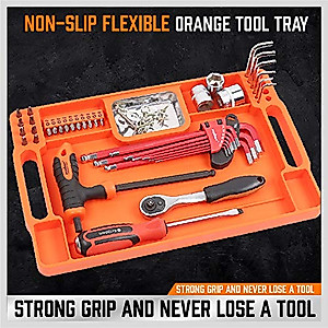 HORUSDY Medium Non-Slip Flexible Tool Tray | Tool Organizer | Tool Storage | Tool Holder | Tool Mats | Small Magnets Tray| Grip Mat Tool Mat | of Christmas Day Tools for Men
