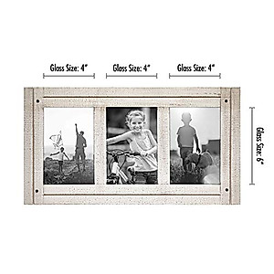 Americanflat 4x6 Triple Picture Frame in Aspen White - Distressed Wood Decorative Family Picture Frame with Polished Glass, Includes Hanging Hardware for Wall, and Easel for Tabletop Display