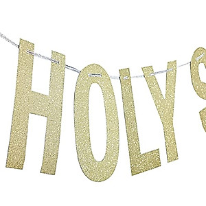 Funny Gold Happy Birthday Banner and Cake Topper Set, Holy Sh*t You're Old Party Decorations (10 Feet)