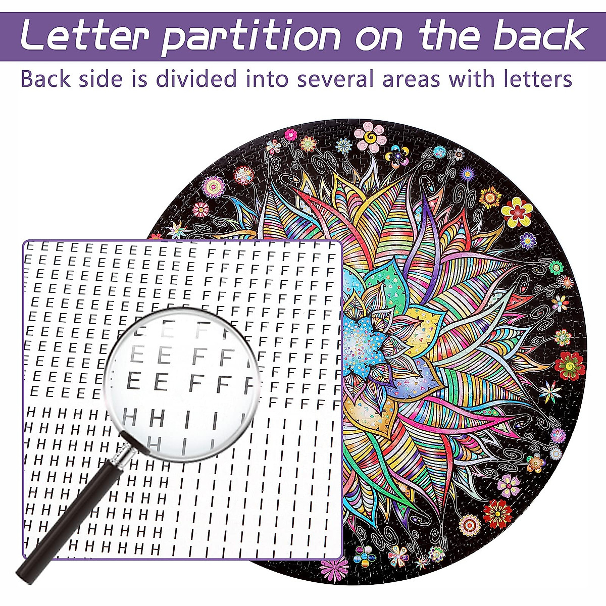 Bgraamiens Puzzle-Flower Whisper-1000 Pieces Round Puzzle Color Challenge Jigsaw Puzzles for Adults and Kids