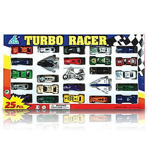 ArtCreativity 25 Pc Diecast Toy Vehicles Playset, Durable Diecast Mini Racer Cars in Assorted Designs, Cool Birthday Party Favors for Kids, Best Birthday Gift for Boys and Girls
