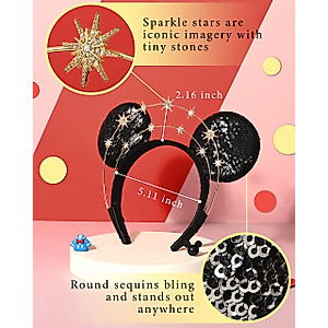 Zivyes Mickey Mouse Ears Star Halo Crown Headband Bopper Princess Decorations Cosplay Gold Headpiece Halloween Ears
