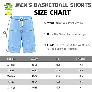BOOMLEMON Men's Basketball Shorts Gym Workout Athletic Running Shorts Mesh Graphic Print Casual Short Pants(Blue L)