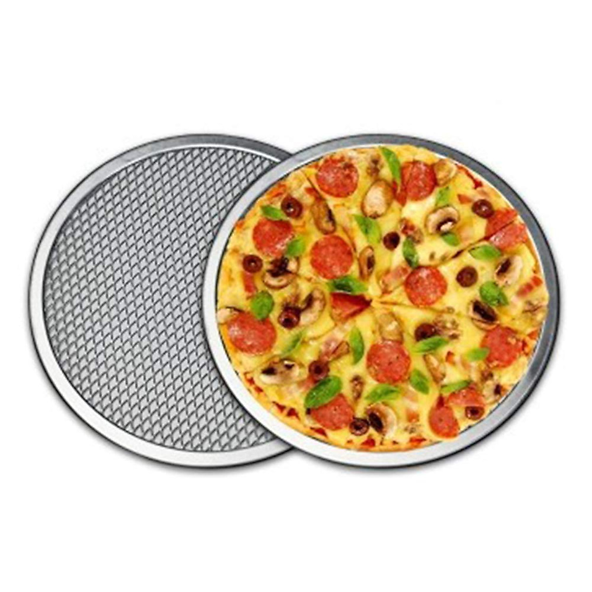 CONSTR 18 Inch Aluminum Pizza Screen - Commercial Grade Pizza Screen - Round Non-stick Mesh Pizza Screen Pan Baking Tray Bakeware Tool