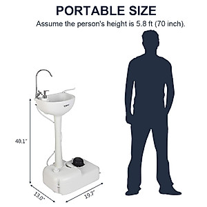 VINGLI Upgraded Portable Sink| Rolling Hand Wash Basin Stand with Towel Holder & Soap Dispenser & Wheels, Perfect for Garden/Camping/Outdoor Events/Gatherings/Worksite/RV/Indoor