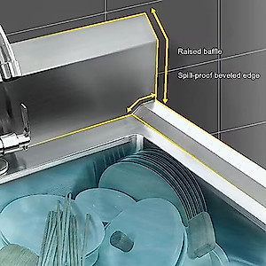 Large Single Bowl Outdoor Sink Freestanding Stainless Steel Sink, Stainless Steel Utility Sinks,1 Compartment Commercial Kitchen Sink,w/Workbench (39.4 * 19.7 * 31.5in,left platform)