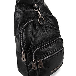 Montana West Small Convertible Backpack for Women Black Sling Bag Shoulder Purse with Vegan Leather One Shoulder Bag for Hiking Travel