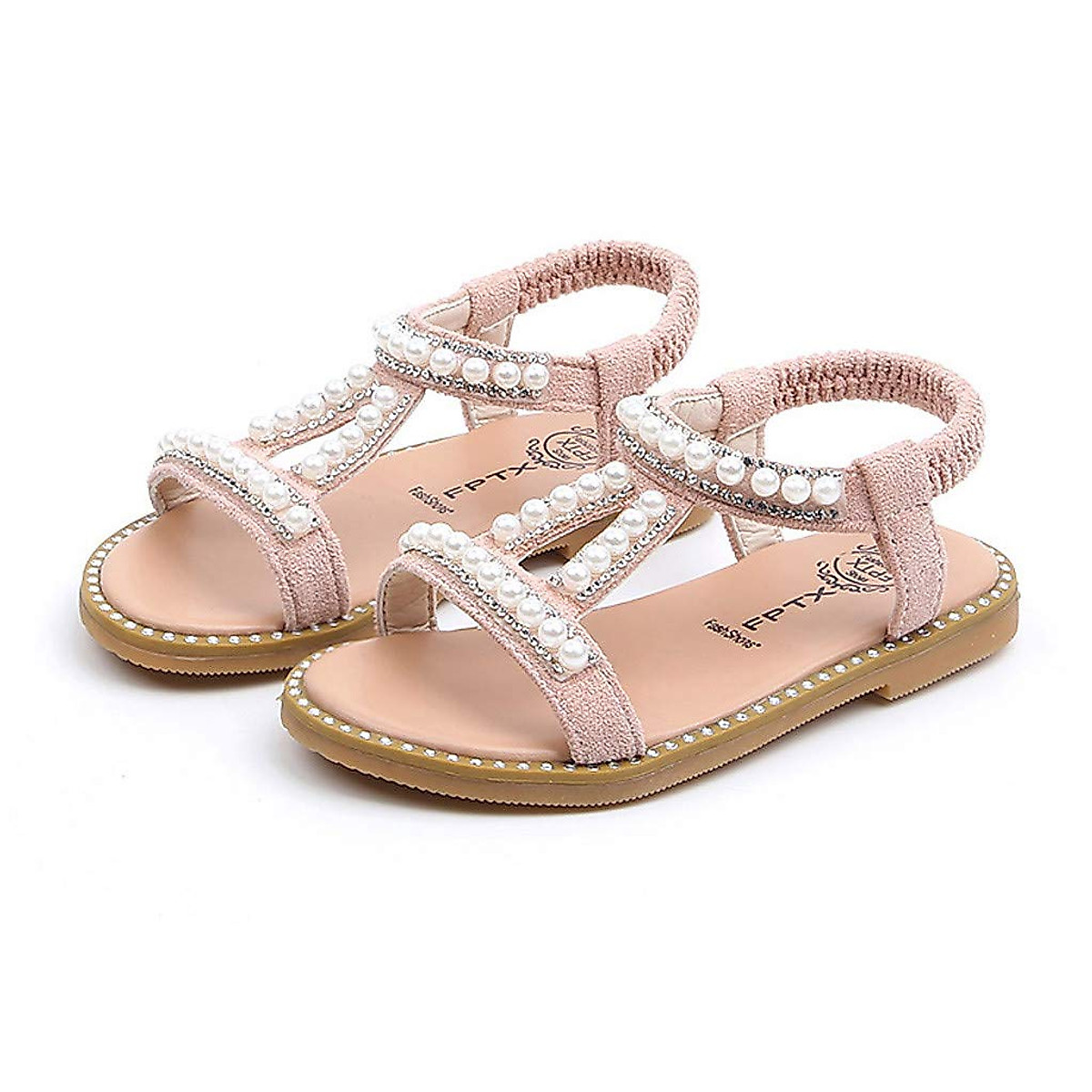 WUAI Kids Baby Girls Summer Sandals Fashion Boho Princess Flat Shoes Crystal Beach Roman Sandals 1-6Years(Pink,18-24Months)