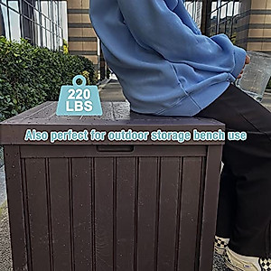 SUNVIVI OUTDOOR Patio Storage Box, 51 Gallon Small Deck Boxes Outdoor Waterproof Patio Cushion Storage Outside Container for Pool Towel, Garden Tools, Toys, Brown