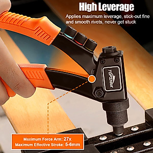 TOPSHAK Rivet Gun, RG1 Manual Rivet Gun Kit with 80 Free Aluminum Rivets, Hand Riveter Single Rivet Tool,Manual Short-inch Rivet Tool, Stainless Steel Rivet Machine
