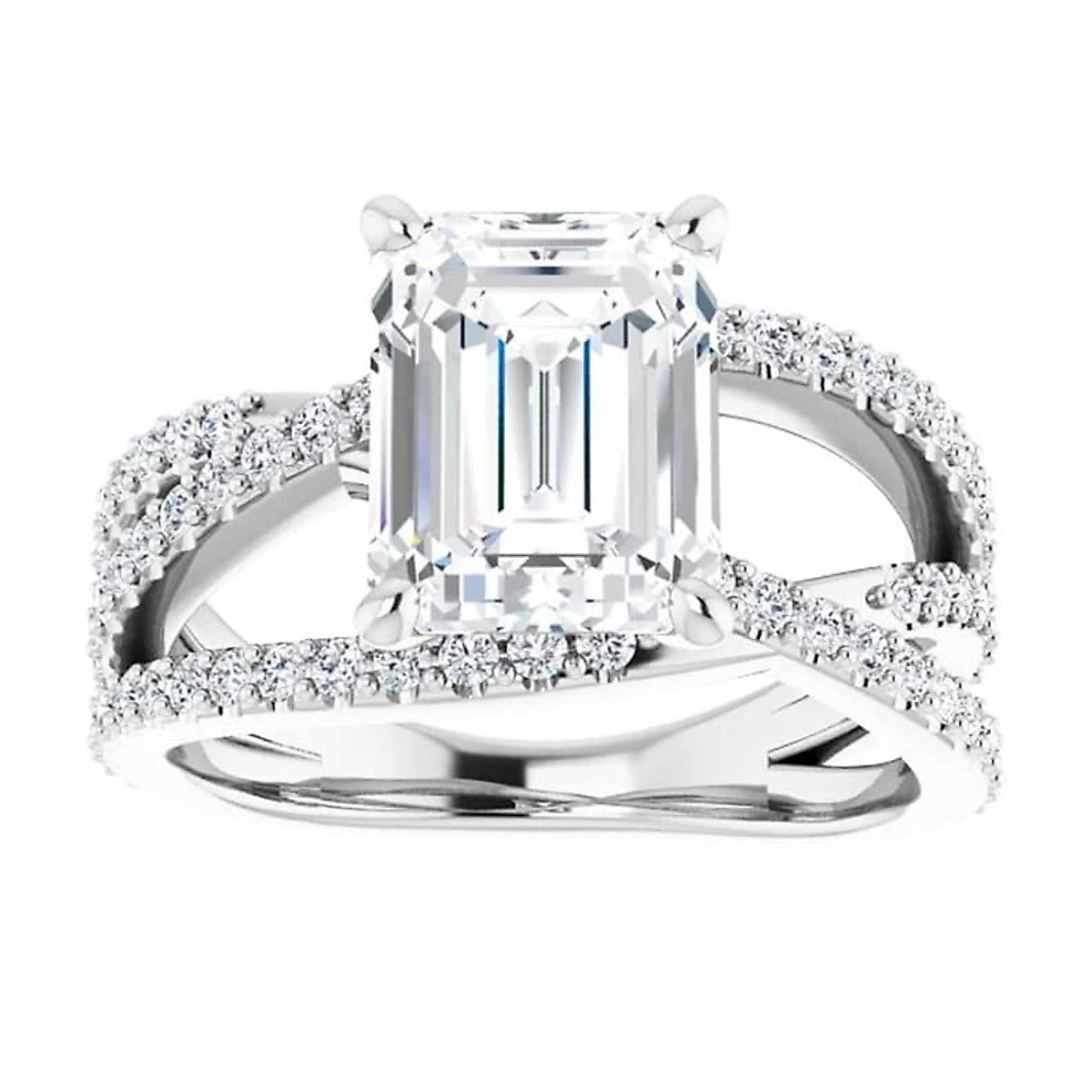 Moissanite world Moissanite Diamond Promise Ring 3.50 CT Radiant Brilliant Cut Solitaire Colorless VVS1 Moissanite Engagement Ring for Women Wedding Ring Bridal Statement Ring