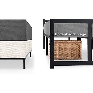 GreenForest Full Size Bed Frame with Headboard and Footboard Heavy Duty Supports Mattress Foundation, No Box Spring Needed, Black