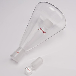 stonylab Glass 24/40 Erlenmeyer Flask with Stopper, 1000 ml Borosilicate Glass Heavy Wall Flask with 24/40 Standard Taper Outer Joint and Glass Stopper