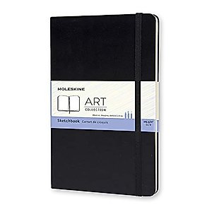 Moleskine Art Sketchbook, Hard Cover, Large (5" x 8.25") Plain/Blank, Black, 104 Pages