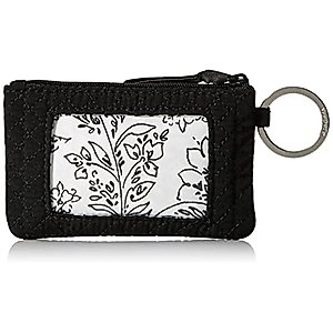 Vera Bradley Women's Microfiber Zip ID Case Wallet, True Black, One Size