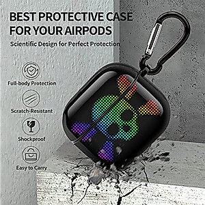Bright Pixel Skull Crossbones Icon Printed Bluetooth Earbuds Case Cover Compatible for Airpods 3 Protective Storage Box with Keychain
