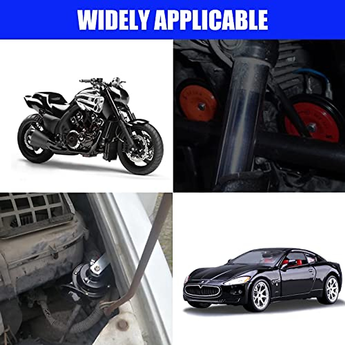 cueclue 2 PCS 12V Car Horn, 300DB Car Snail Horn, Air Horns, Waterproof Motorcycle Modification, for Motorcycles Boat Trucks (Blue)