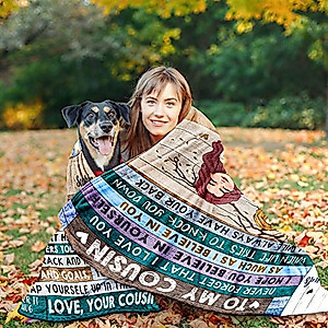 KERAOO Custom Throw Blankets Gift for Cousin, Cousin Birthday Gift Ideas, Valentine's Mother's Day Graduation Birthday Gift for Her (Cousin(Sister)-05)