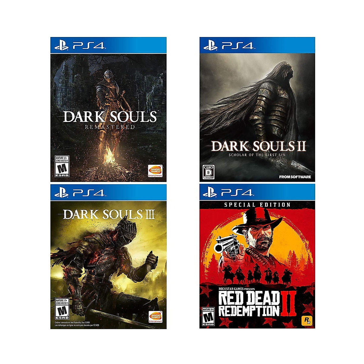 PlayStation 4 Dark Souls Trilogy Red Dead Bonus Bundle: Dark Souls Remastered, Dark Souls II, Dark Souls III, Exclusive Steel Book, PlayStation 4 Pro CUH-7215B 1TB Console - Black