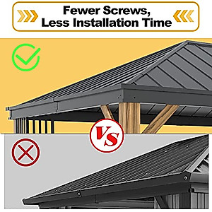 OLILAWN Gazebo 12x14, Outdoor Hardtop Gazebo with Large Aluminum Frame, Galvanized Steel Top Gazebo with Drainage System, All-Weather Metal Gazebo Pavilion with Display Shelves, for Patio Garden Lawns