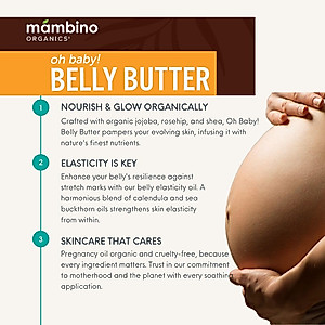 Mambino Organics Oh Baby! Belly Butter - All Natural Anti Stretch Mark Cream, 2.5 Ounces
