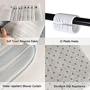 Christmas Shower Curtain Sets, Bathroom Sets, Toilet Lid Rug, Contour Mat and Bath Mat Xmas Santa Classical Christmas Ornaments Pine Tree Shower Curtain with 12 Hooks for Bathroom Set Decor