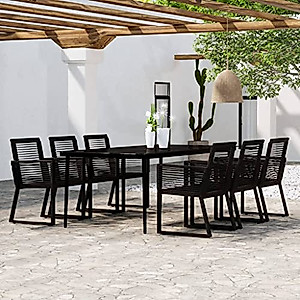 Camerina 7 Piece Patio Dining Set Outdoor Dining Table Set Patio Table and Chairs Set Outdoor Patio Dining Set Black 3099159